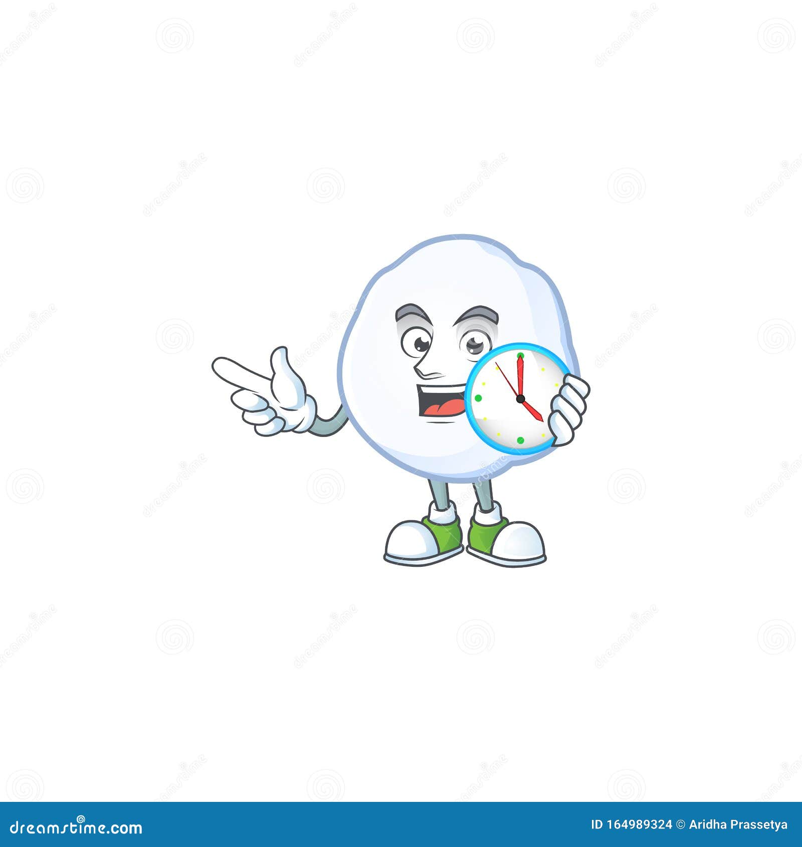 With Clock Smiling Snowball Cartoon Mascot Style Stock Vector ...