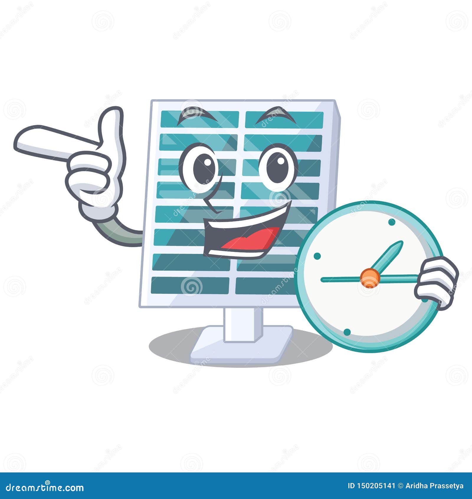 With Clock Solar Penels in the Cartoon Shape Stock Vector ...