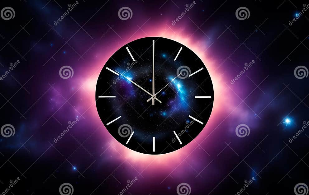 Clock in Space, Space in Clock Stock Illustration - Illustration of ...