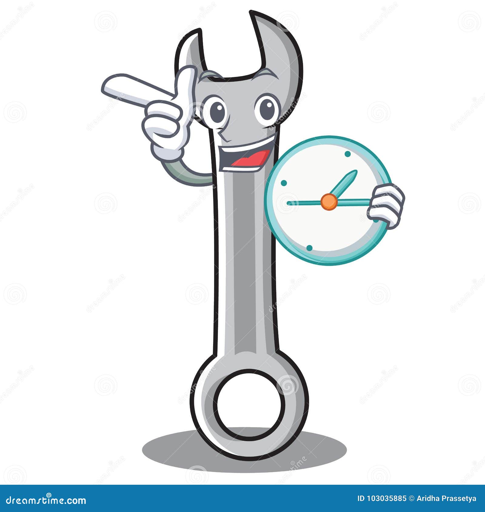With Clock Spanner Character Cartoon Style Stock Vector - Illustration ...