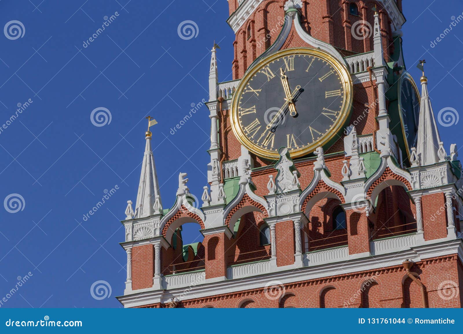 Clock on Spasskaya Tower of Moscow Kremlin Stock Photo - Image of ...