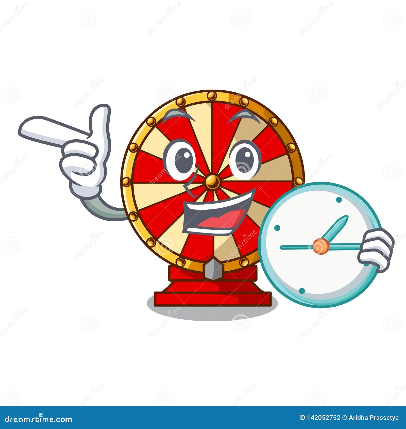 With Clock Spinning Wheel Toy Isolated the Character Stock Vector ...