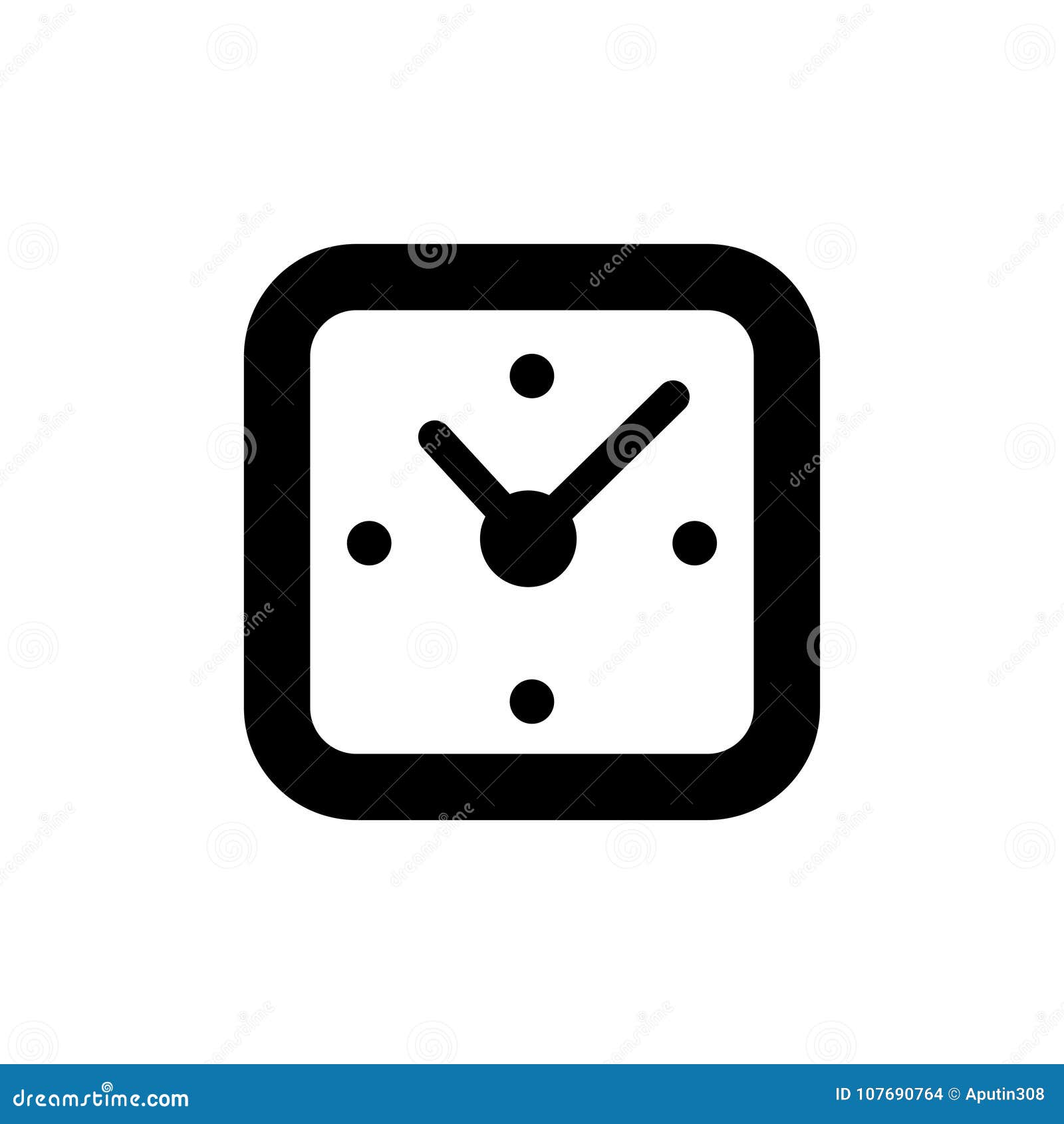 Clock Square Icon Vector. Isolated Stock Vector - Illustration of ...