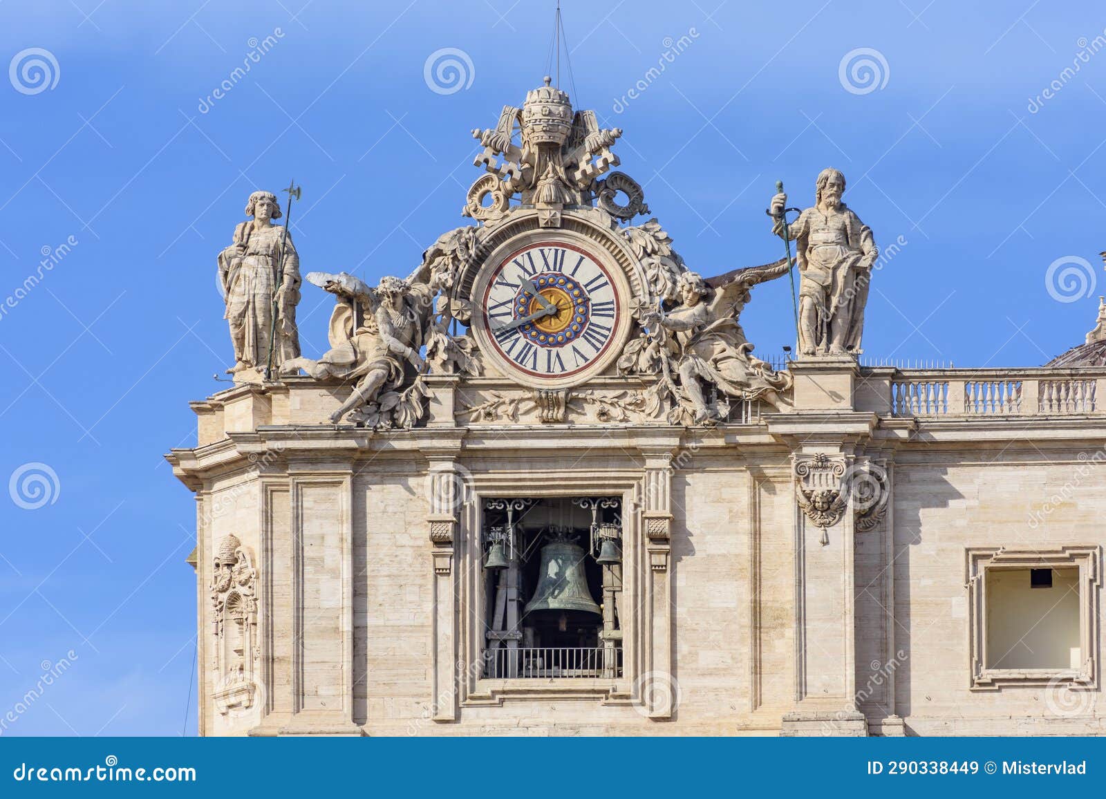 Clock on St. Peter S Basilica Facade in Vatican Stock Image - Image of ...