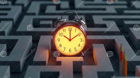 A Clock Stands Alone in a Labyrinth Symbolizing the Race Against Time ...
