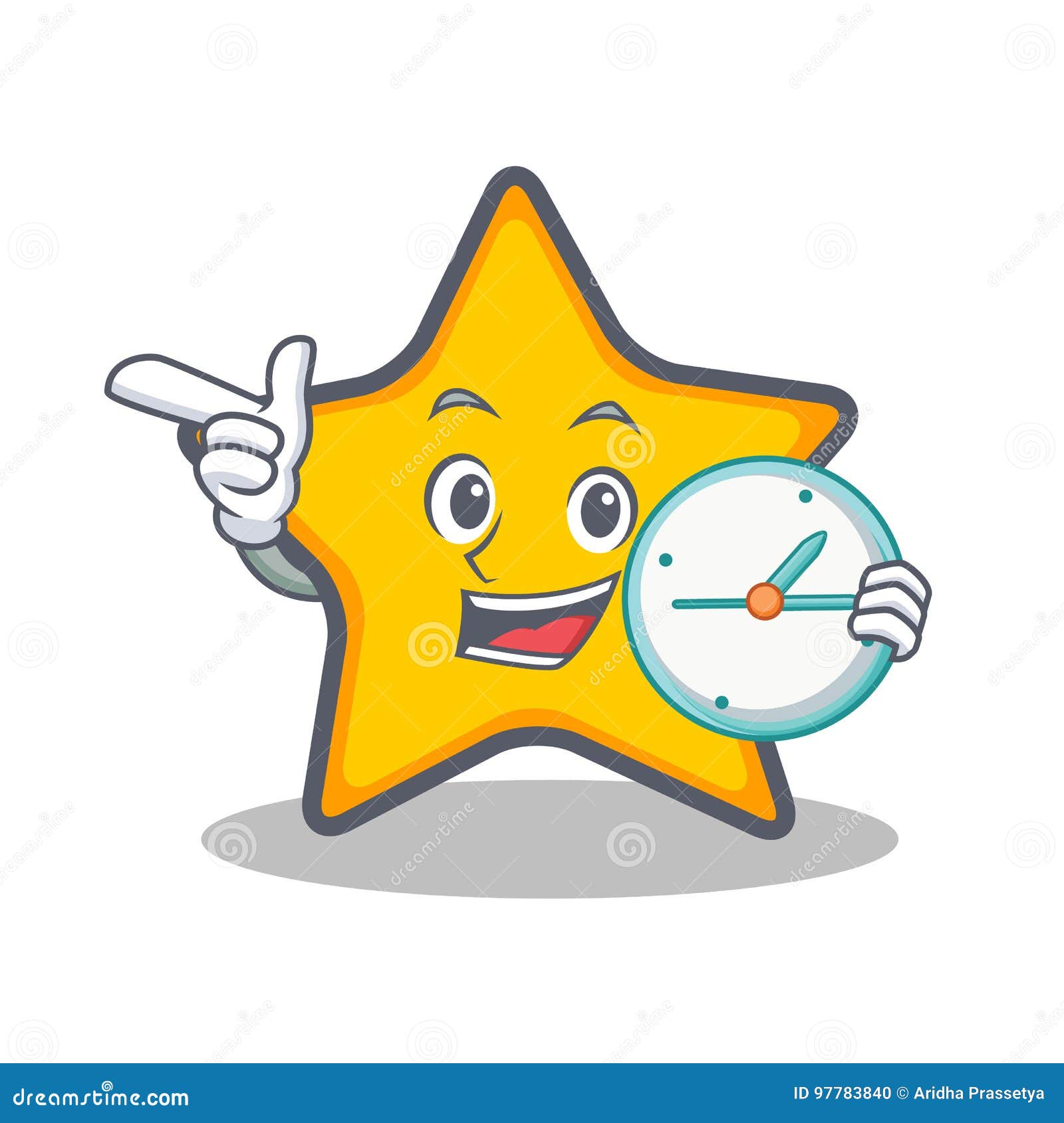 With Clock Star Character Cartoon Style Stock Vector - Illustration of ...