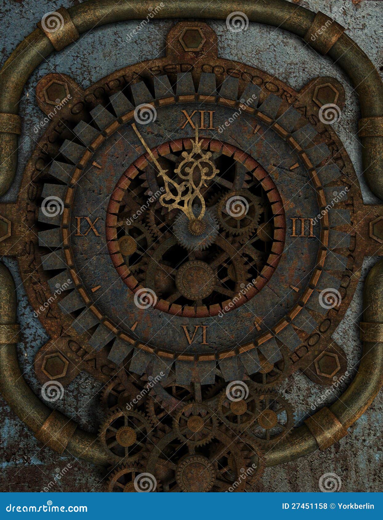 Clock in Steampunk Style stock illustration. Illustration of time ...