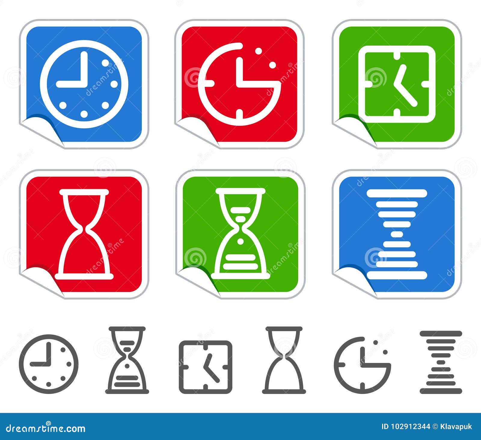 Clock on stickers stock vector. Illustration of clock - 102912344