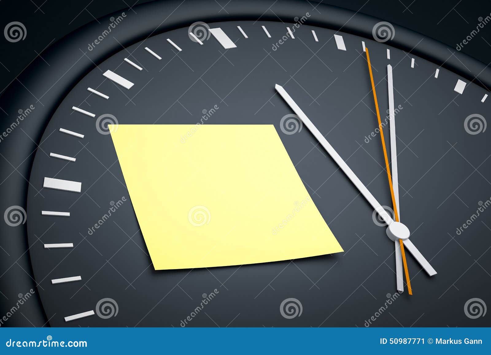 Clock with sticky note stock illustration. Illustration of space - 50987771