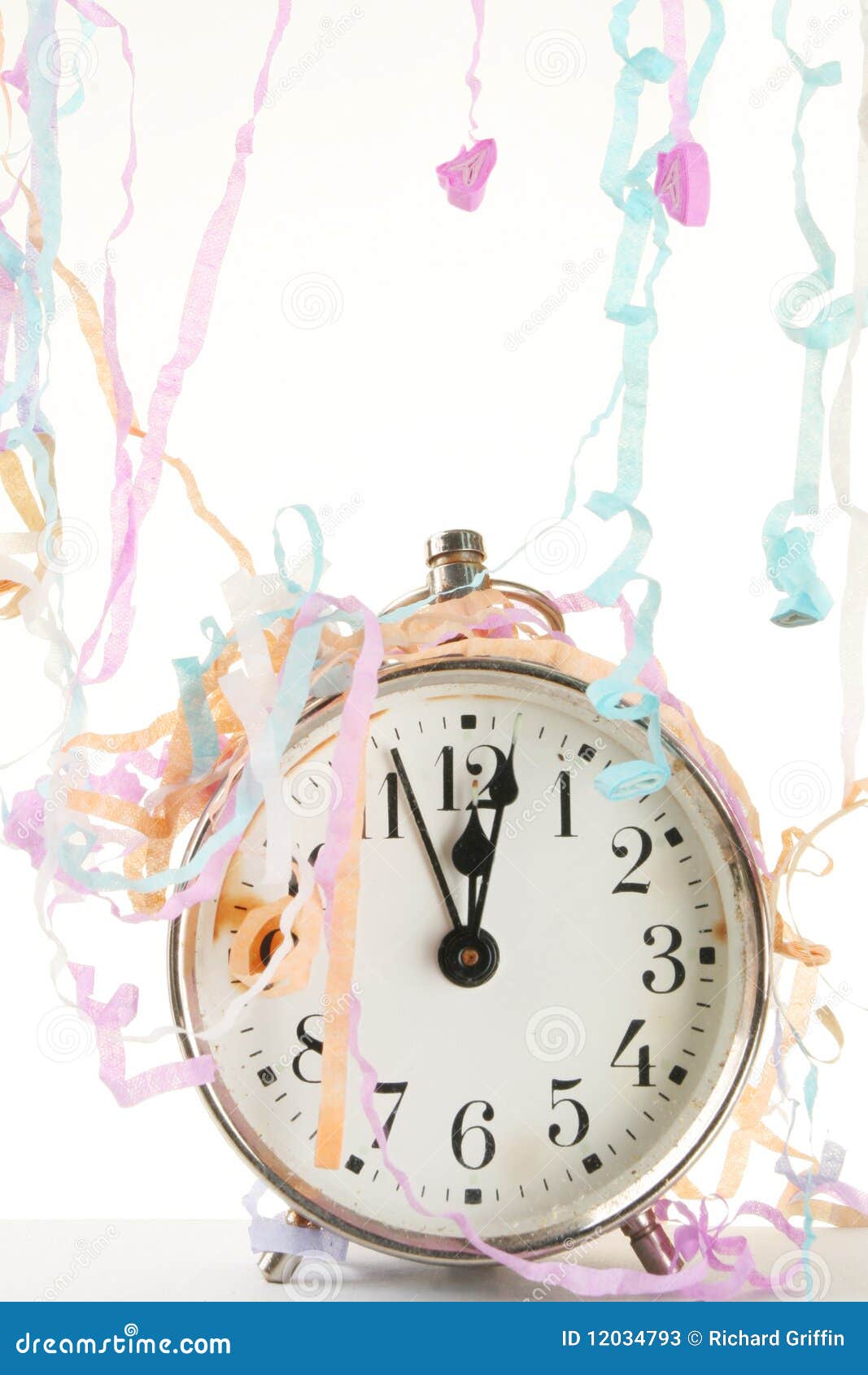 Clock and streamers stock image. Image of party, orange - 12034793