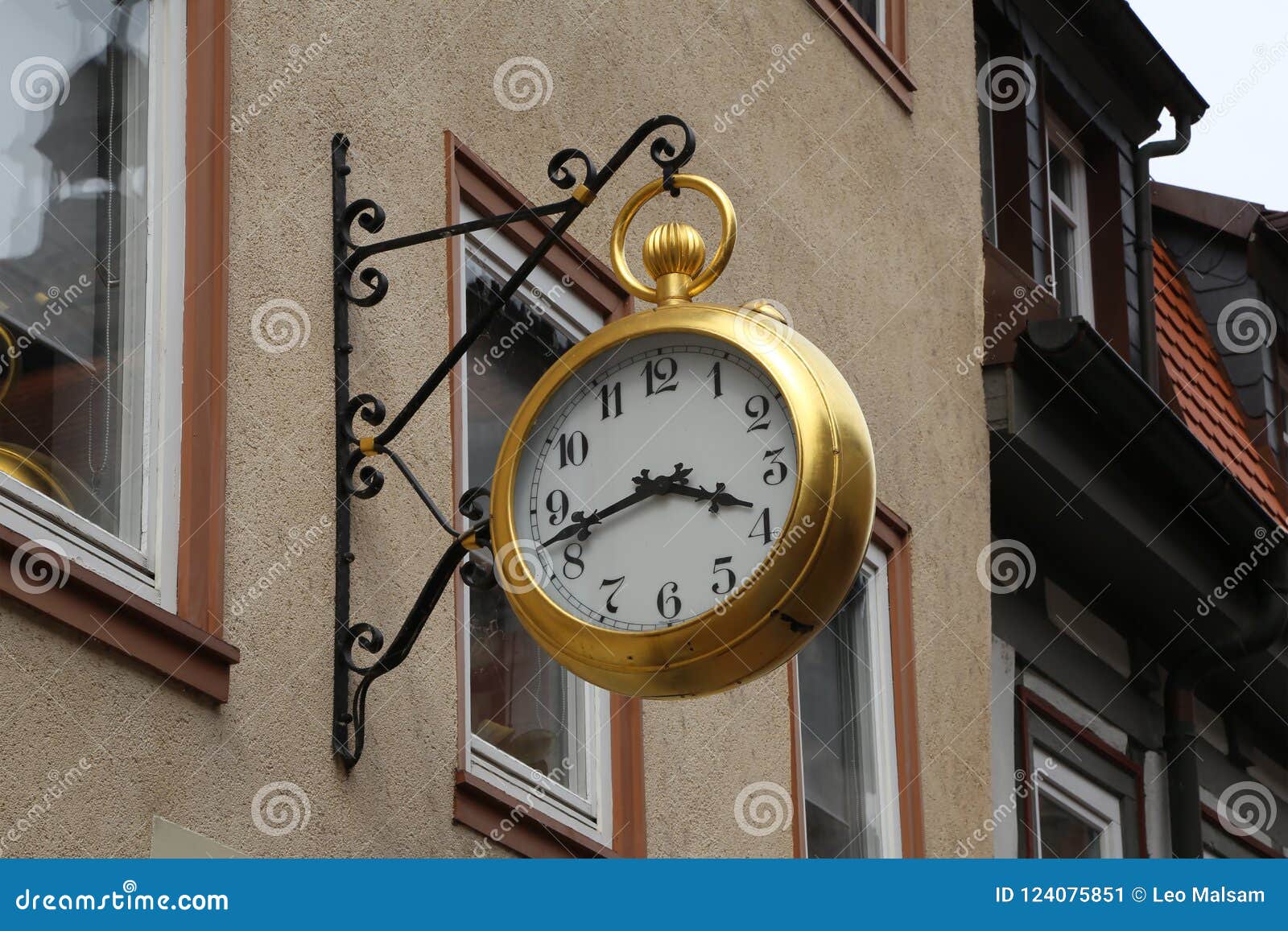 The clock on the streets stock image. Image of street - 124075851