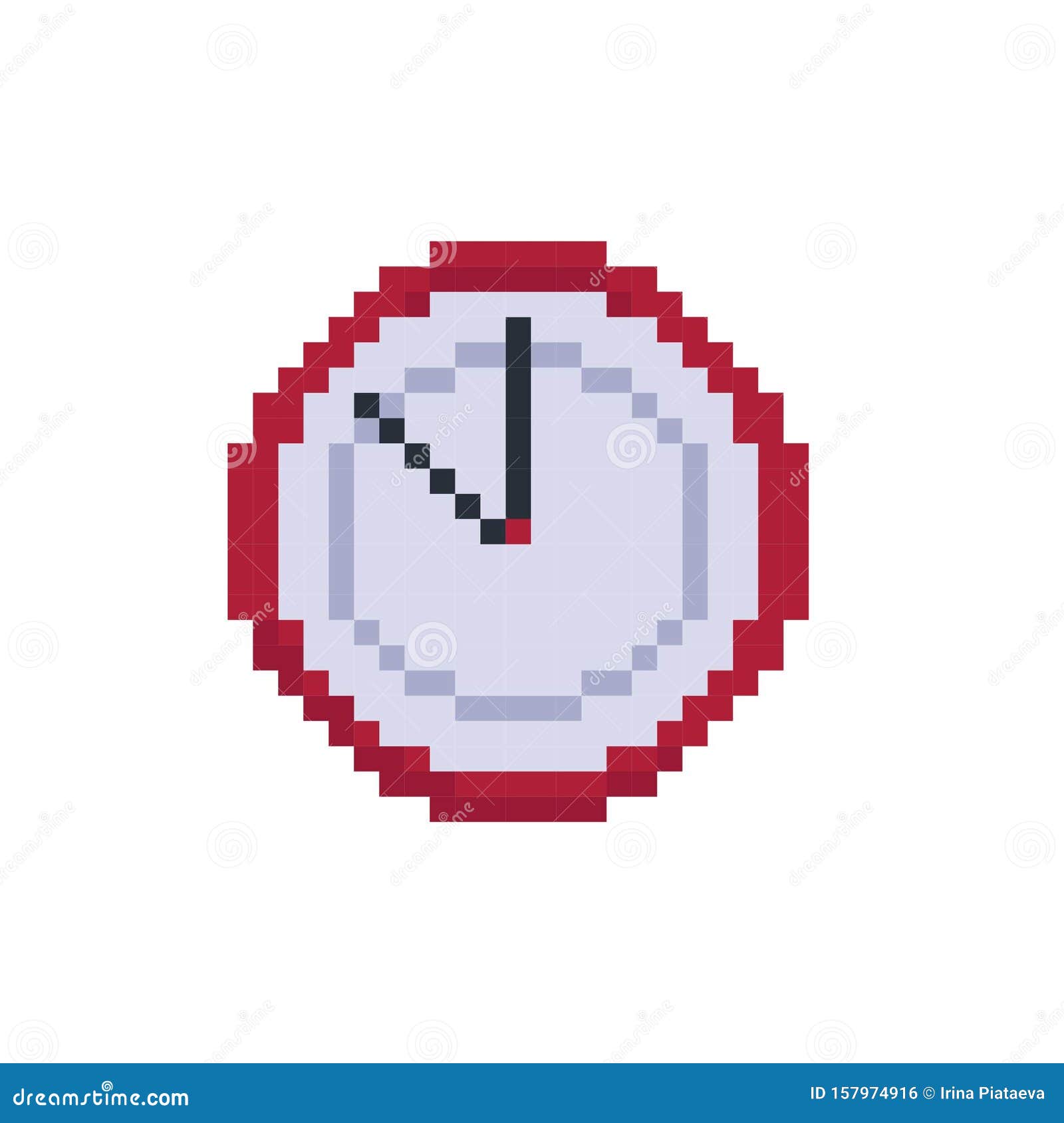 Clock in the Style of Pixel Art. Vector Illustration Isolated on a ...