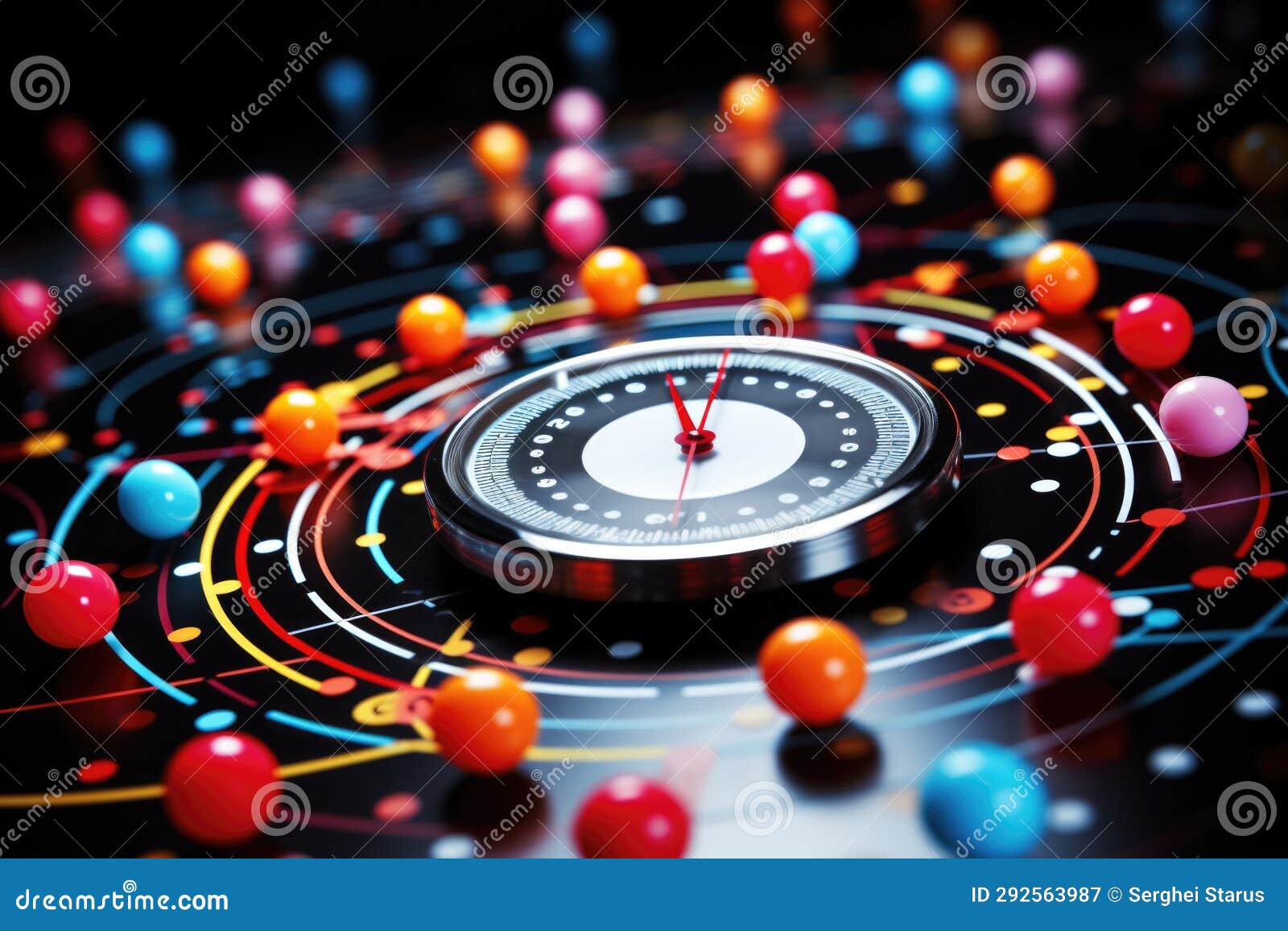 A Measurement Dial Surrounded by Colorful Spheres, AI Stock ...