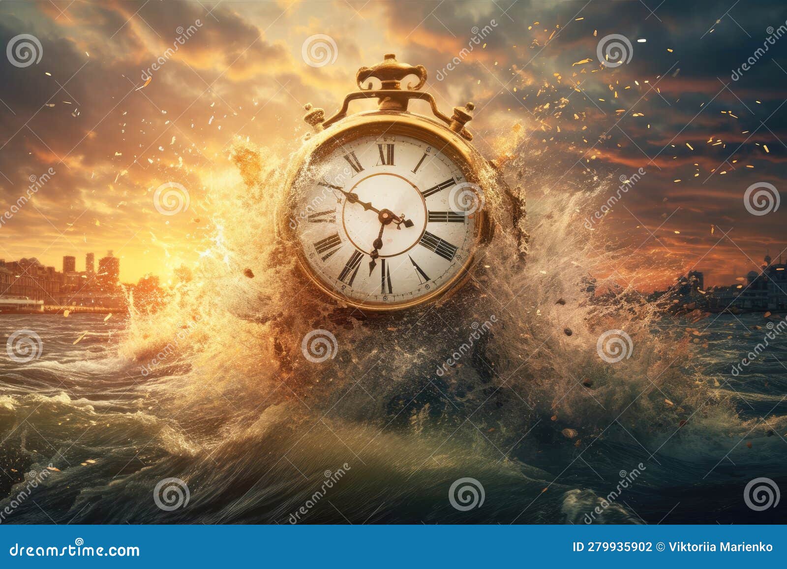 A Clock Swallowed by Rising Waters, Serving As a Stark Representation ...