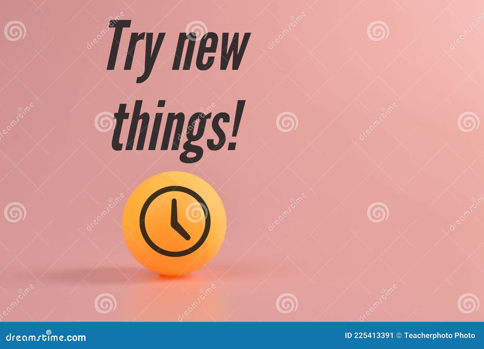 Clock Symbol with Phrase TRY NEW THINGS Stock Image - Image of text ...