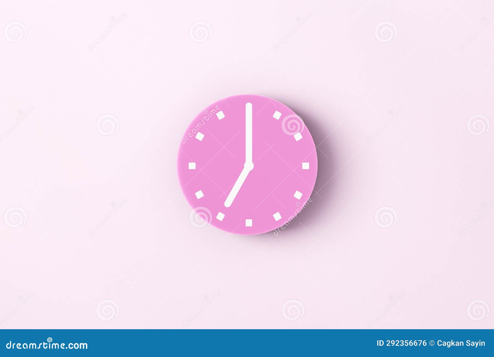 Clock Symbol on a Pink Round Button on Pink Background Stock Photo ...