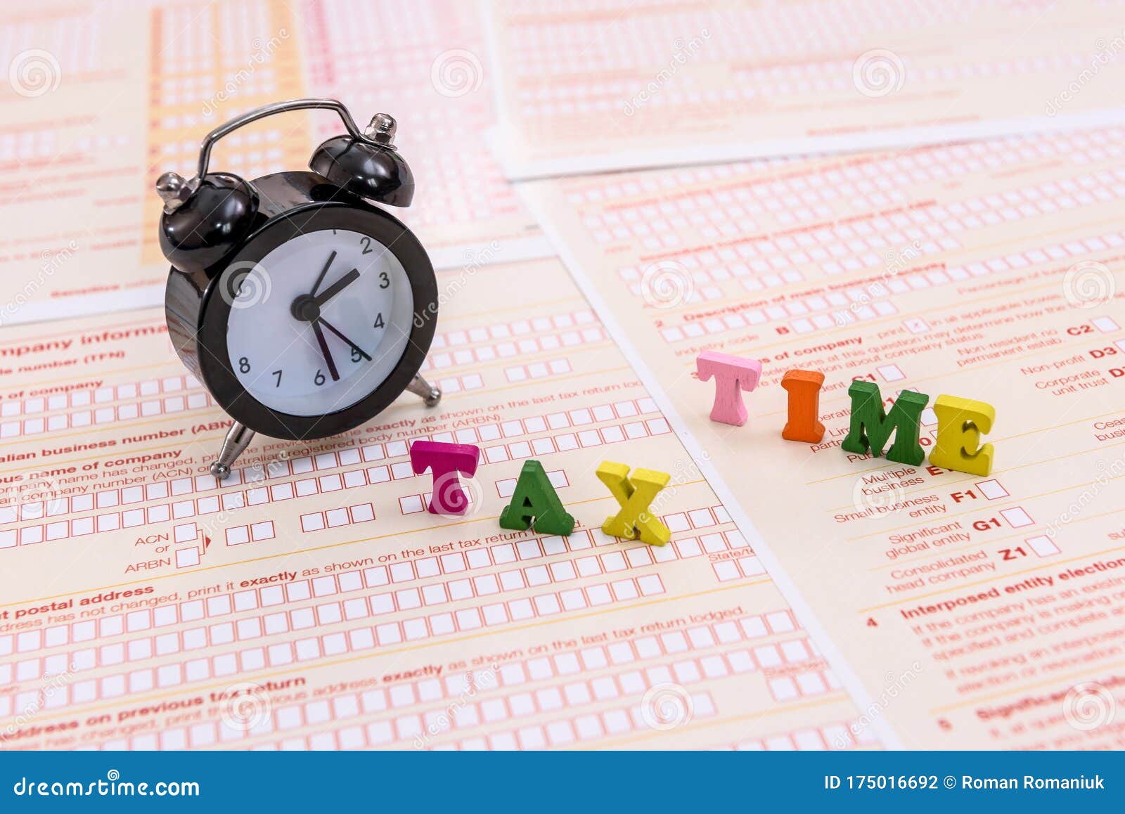Clock and `tax Time` Text on Australian Tax Form Stock Photo - Image of ...