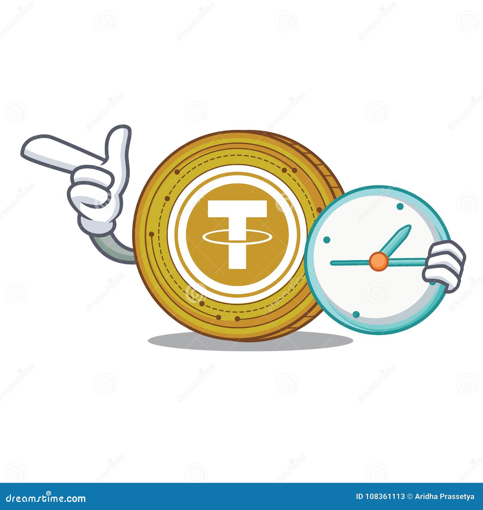 With Clock Tether Coin Character Cartoon Editorial Stock Photo ...