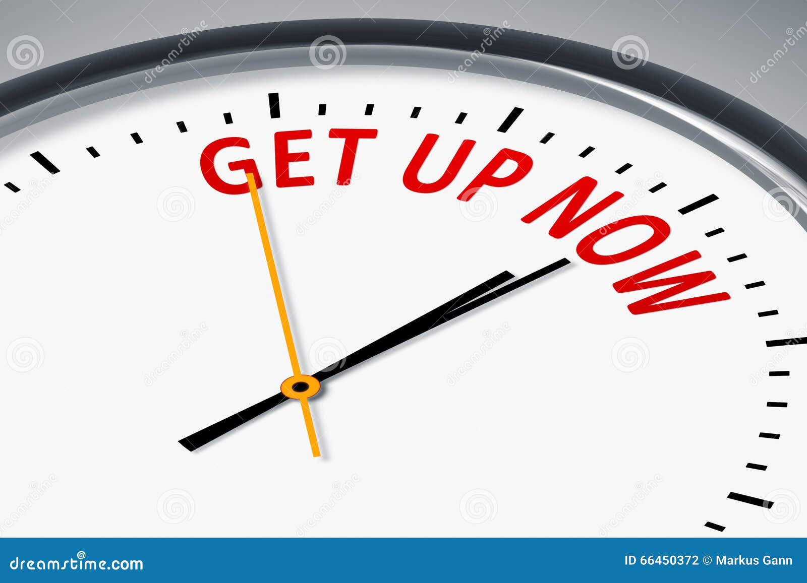 Clock with text get up now stock illustration. Illustration of hour ...