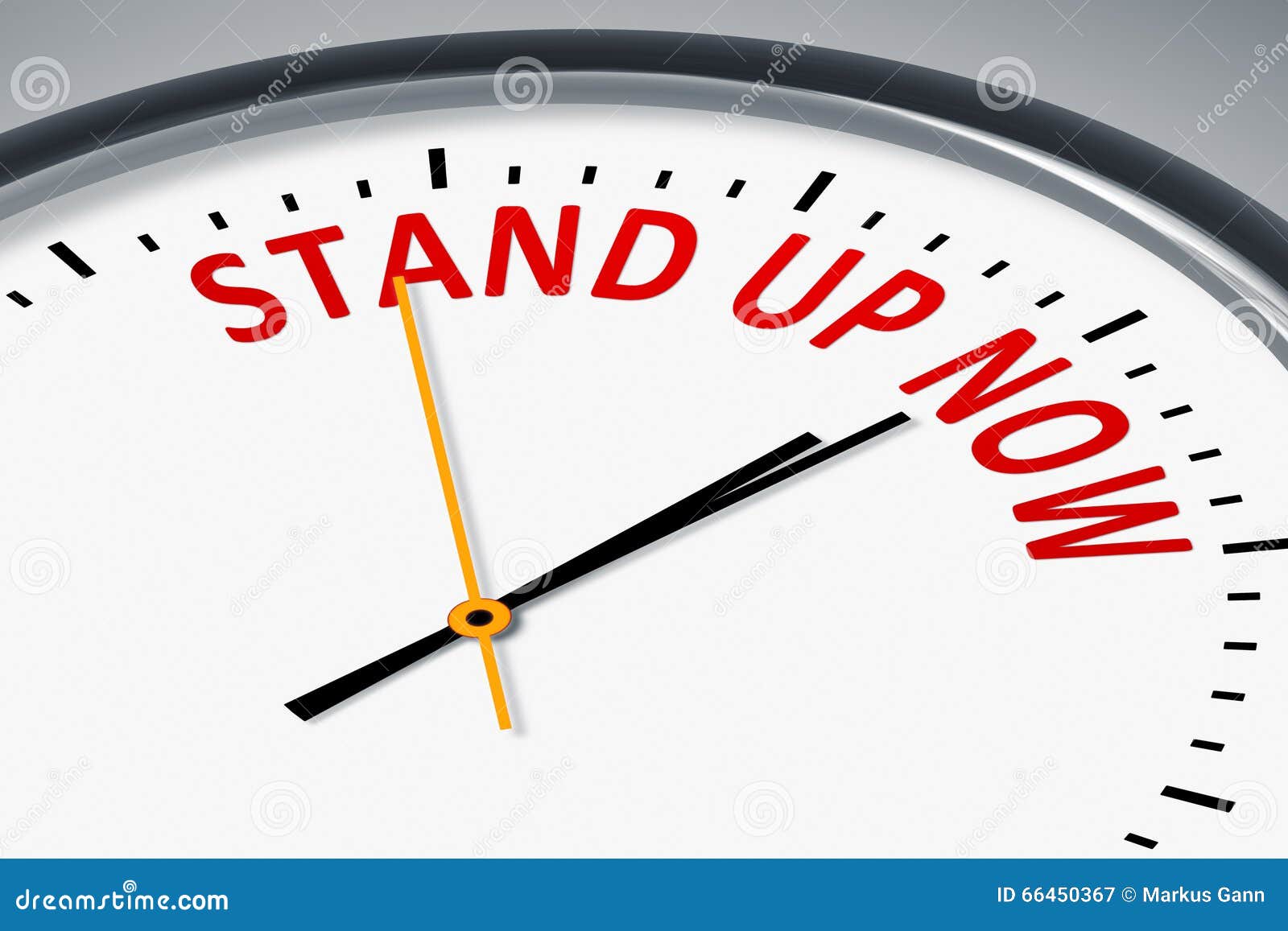 Clock with Text Stand Up Now Stock Illustration - Illustration of watch ...