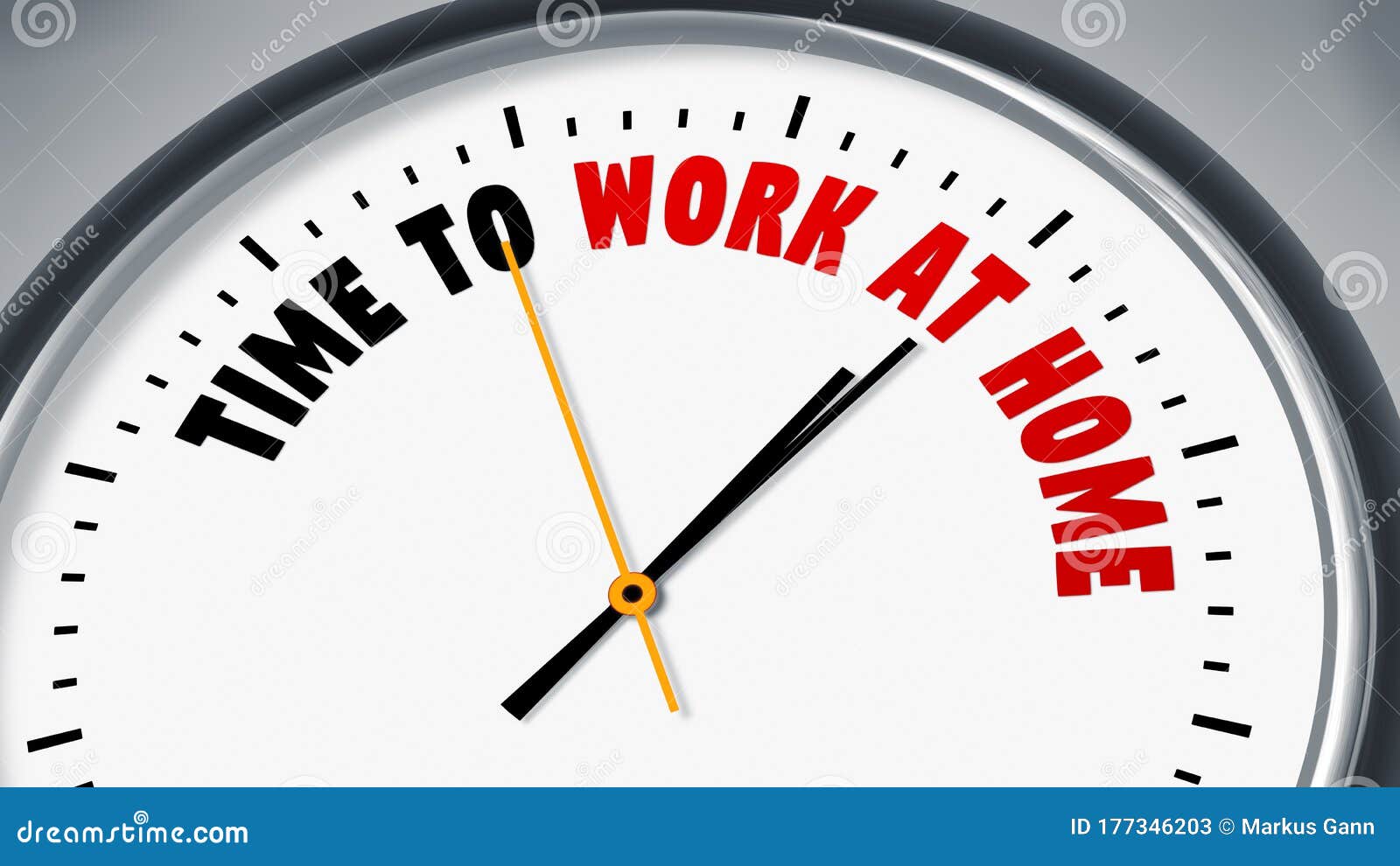 Clock with Text Time To Work at Home Stock Illustration - Illustration ...