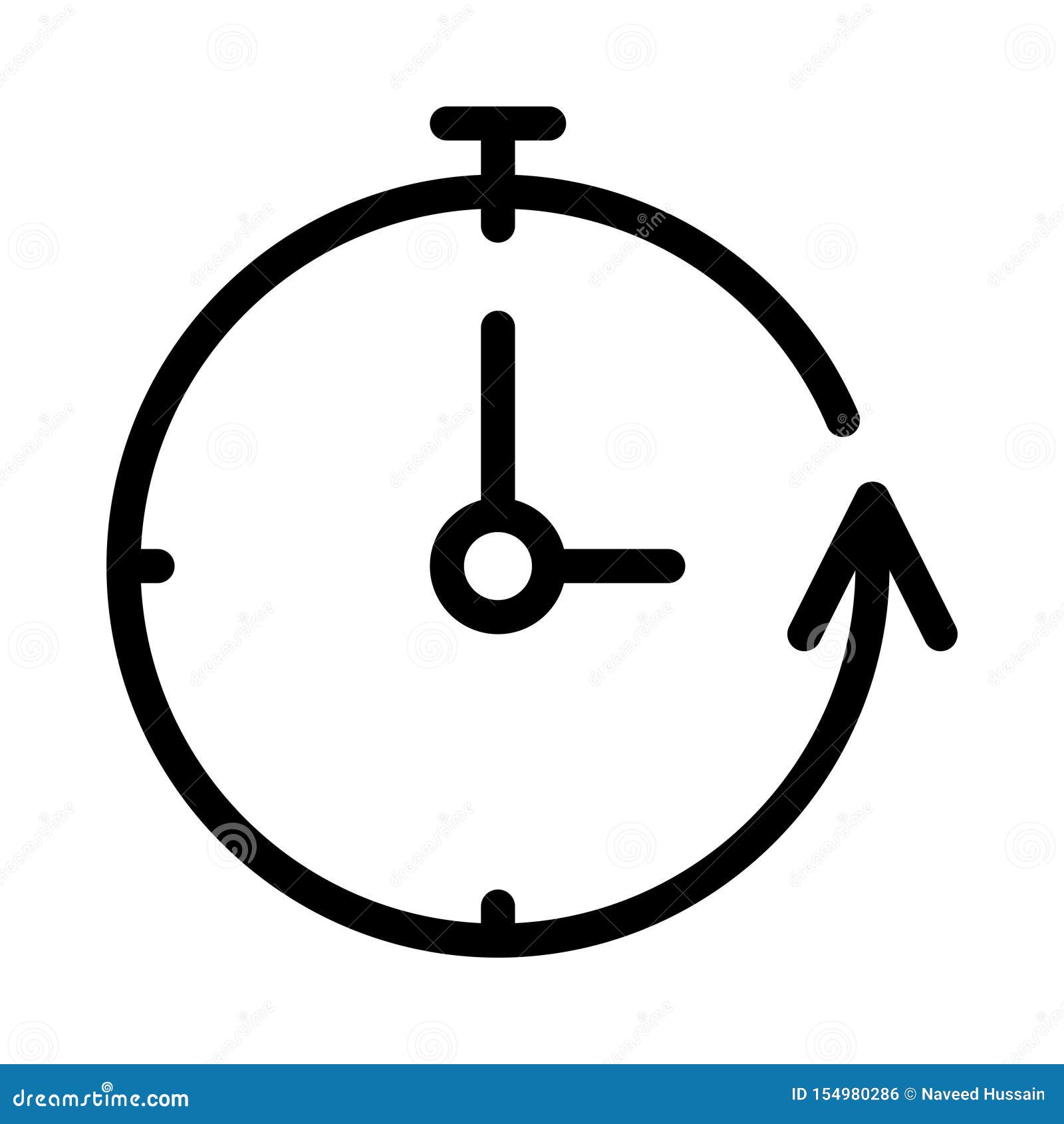 Clock Thin Line Vector Icon Stock Vector - Illustration of graphic ...