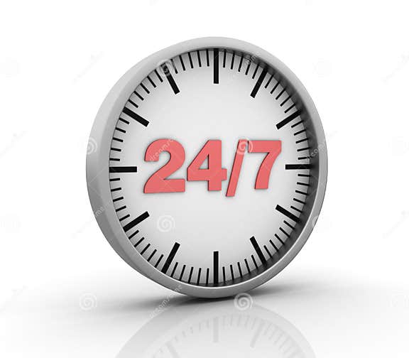 24/7 Clock stock illustration. Illustration of open, computer - 59323274