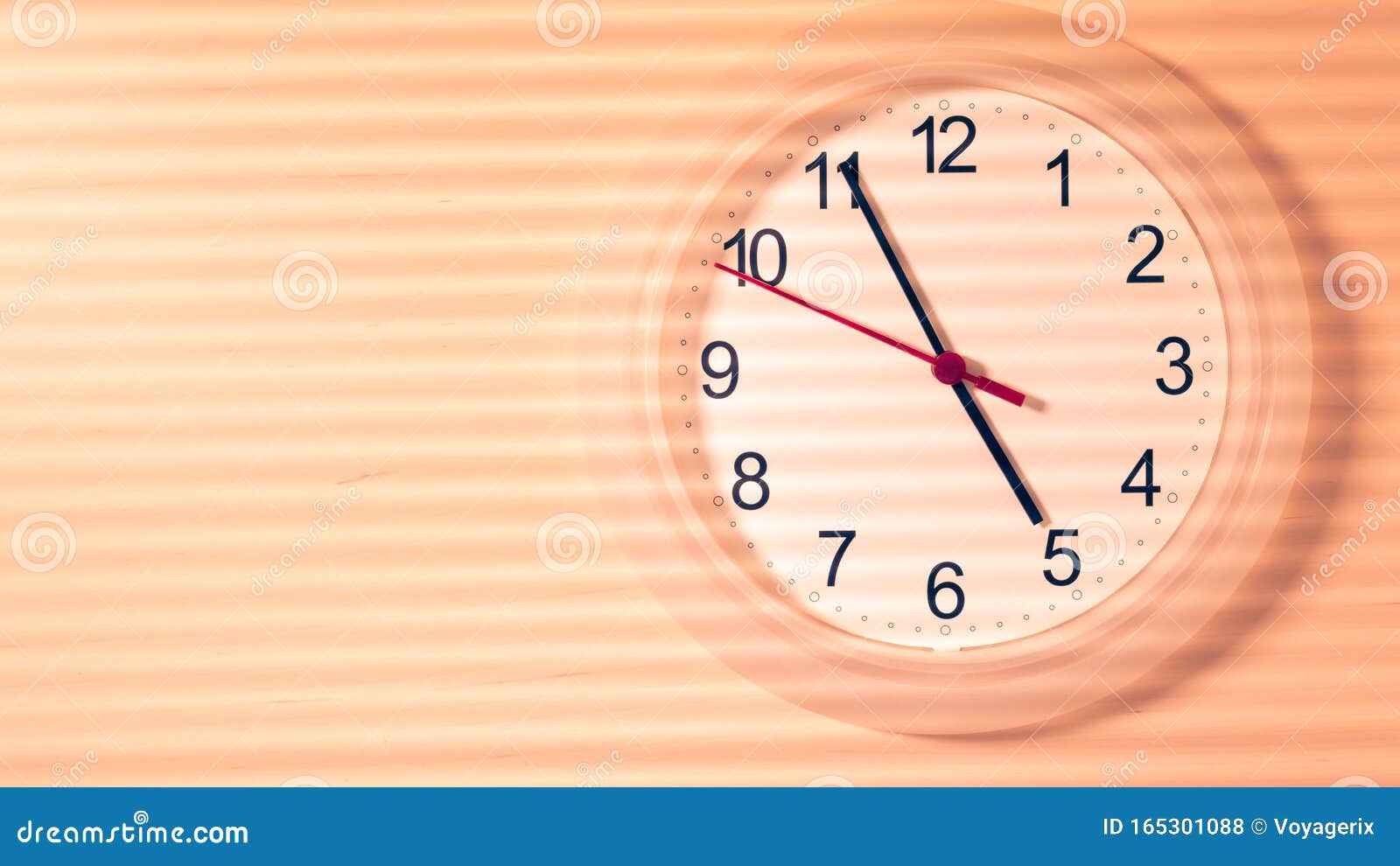Clock Ticking Showing Five Hours Stock Photo - Image of time, light ...