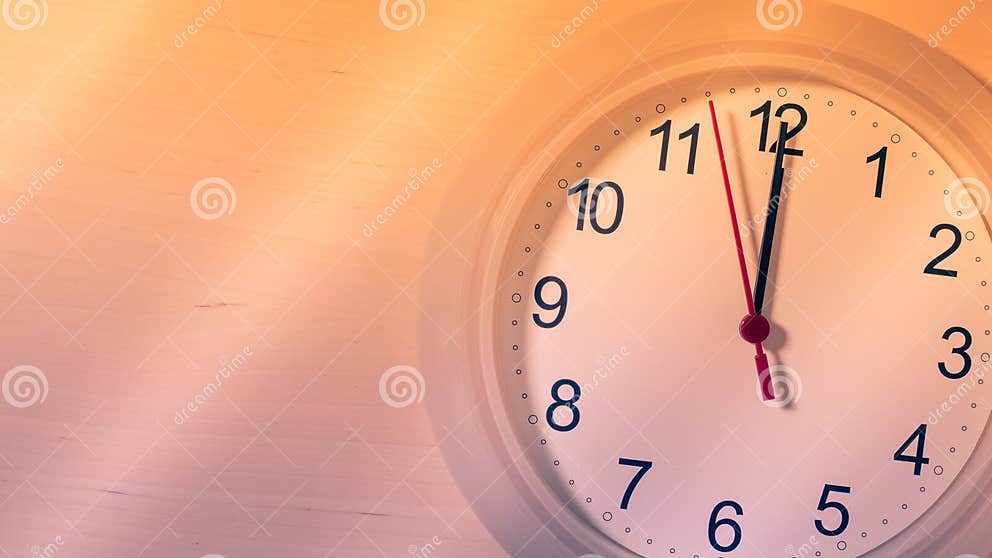 Clock Ticking Showing Twelve Hours Stock Image - Image of late, noon ...
