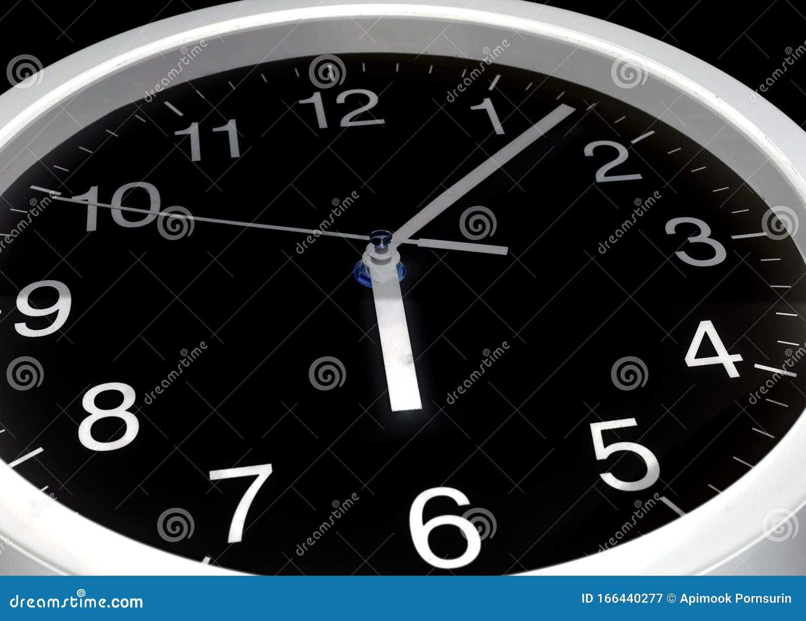 Clock or Time Abstract Background, Black Clock and White Needles, Six O ...