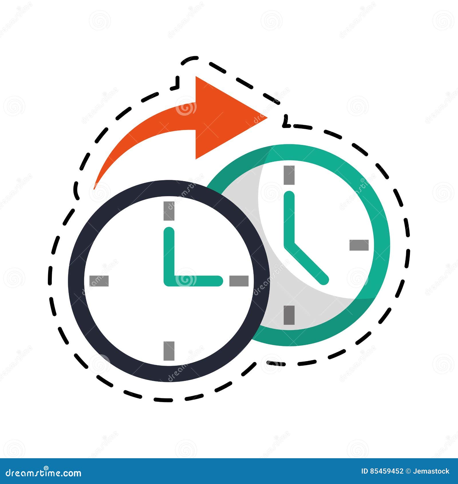 Clock Time Arrow Around Cut Line Stock Vector - Illustration of ...