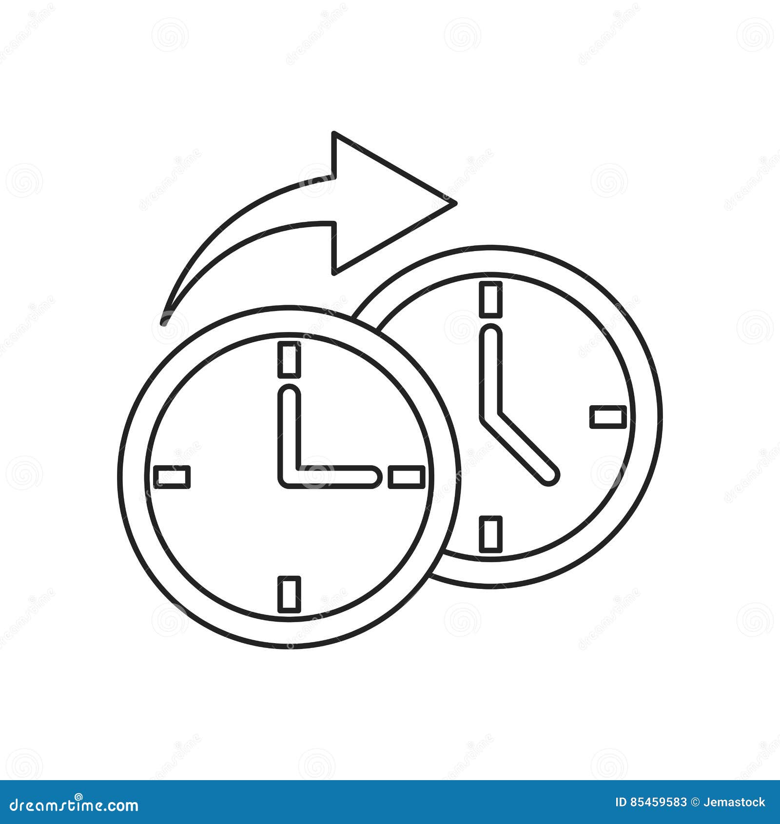 Clock Time Arrow Around Thin Line Stock Vector - Illustration of ...