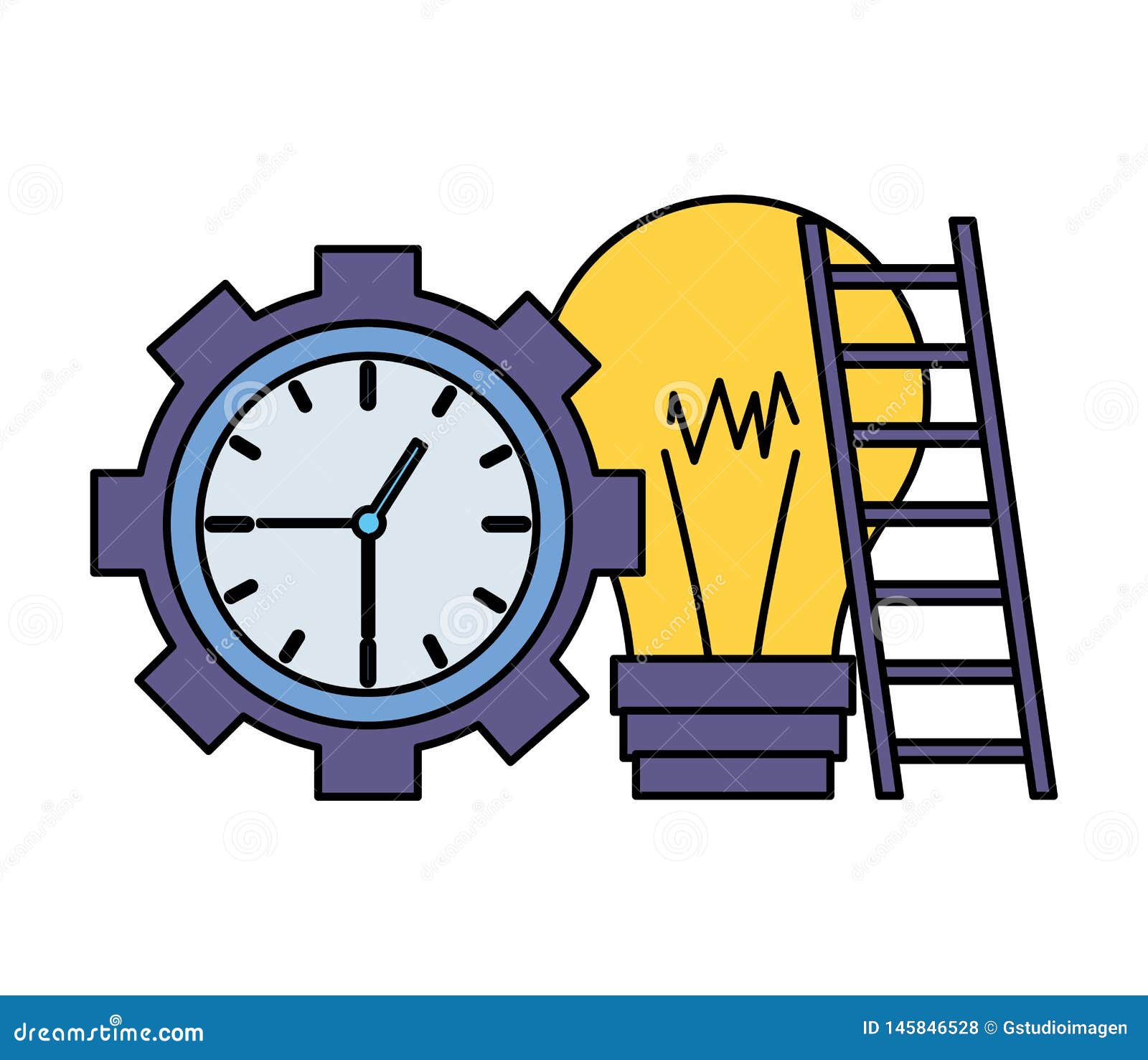 Clock time bulb stairs stock illustration. Illustration of vector ...