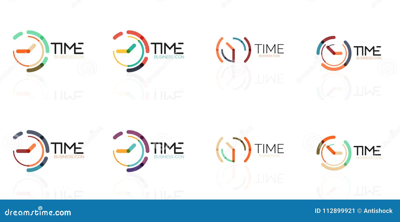 Clock Time Concept Set, Thin Line Flat Design Icons Stock Vector ...