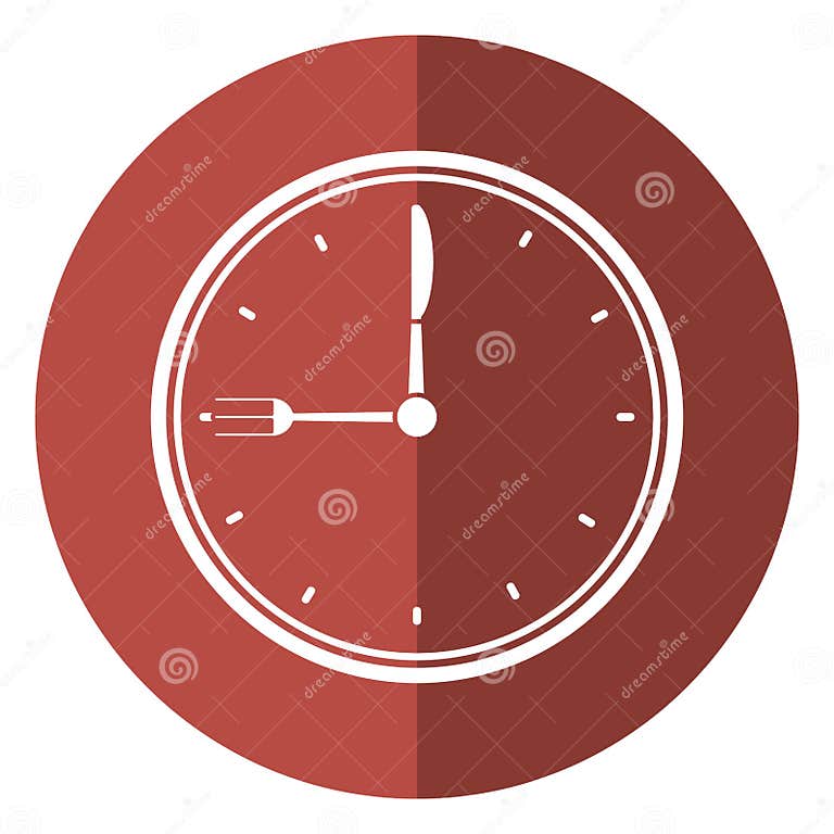 Clock Time Dinner Restaurant Fork and Knife Shadow Stock Vector ...