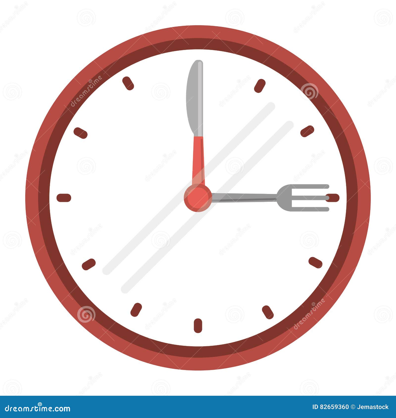 Clock Time Dinner Restaurant Fork and Knife Stock Vector - Illustration ...