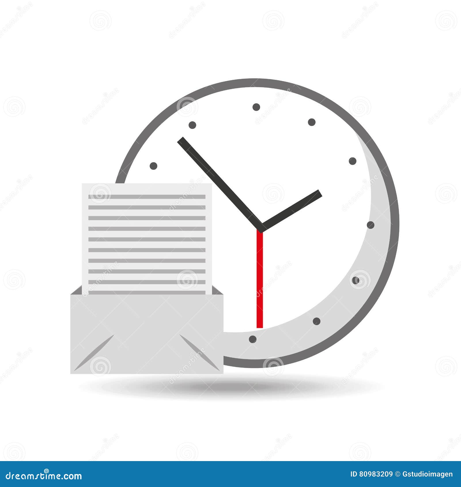 Clock Time Email Document Icon Stock Vector - Illustration of sign ...