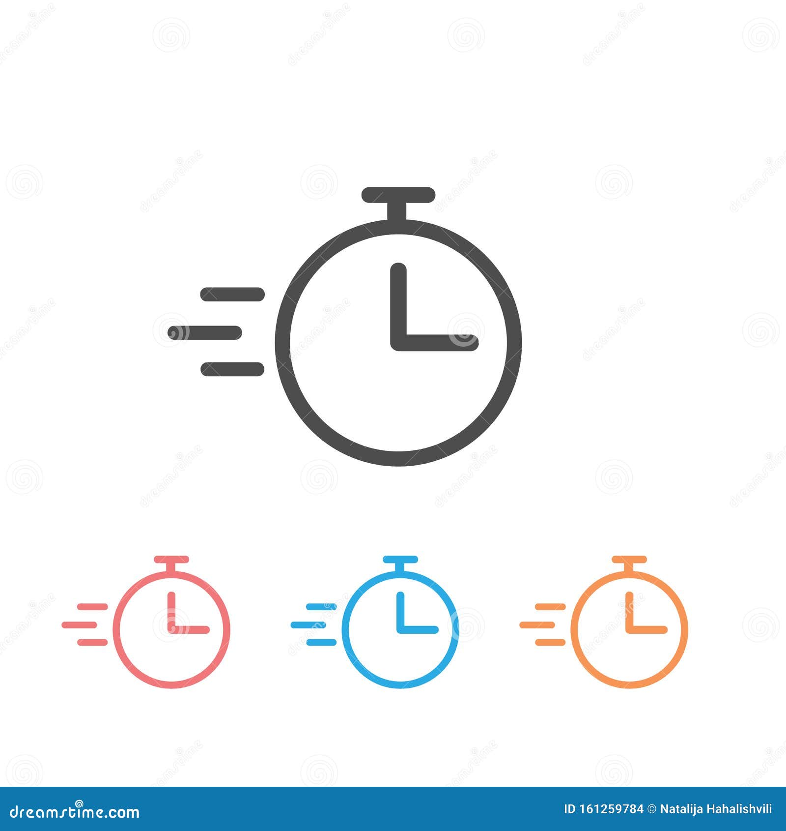 Clock Or Time Flying Icon Set Isolated On White Background. Timer Sign ...