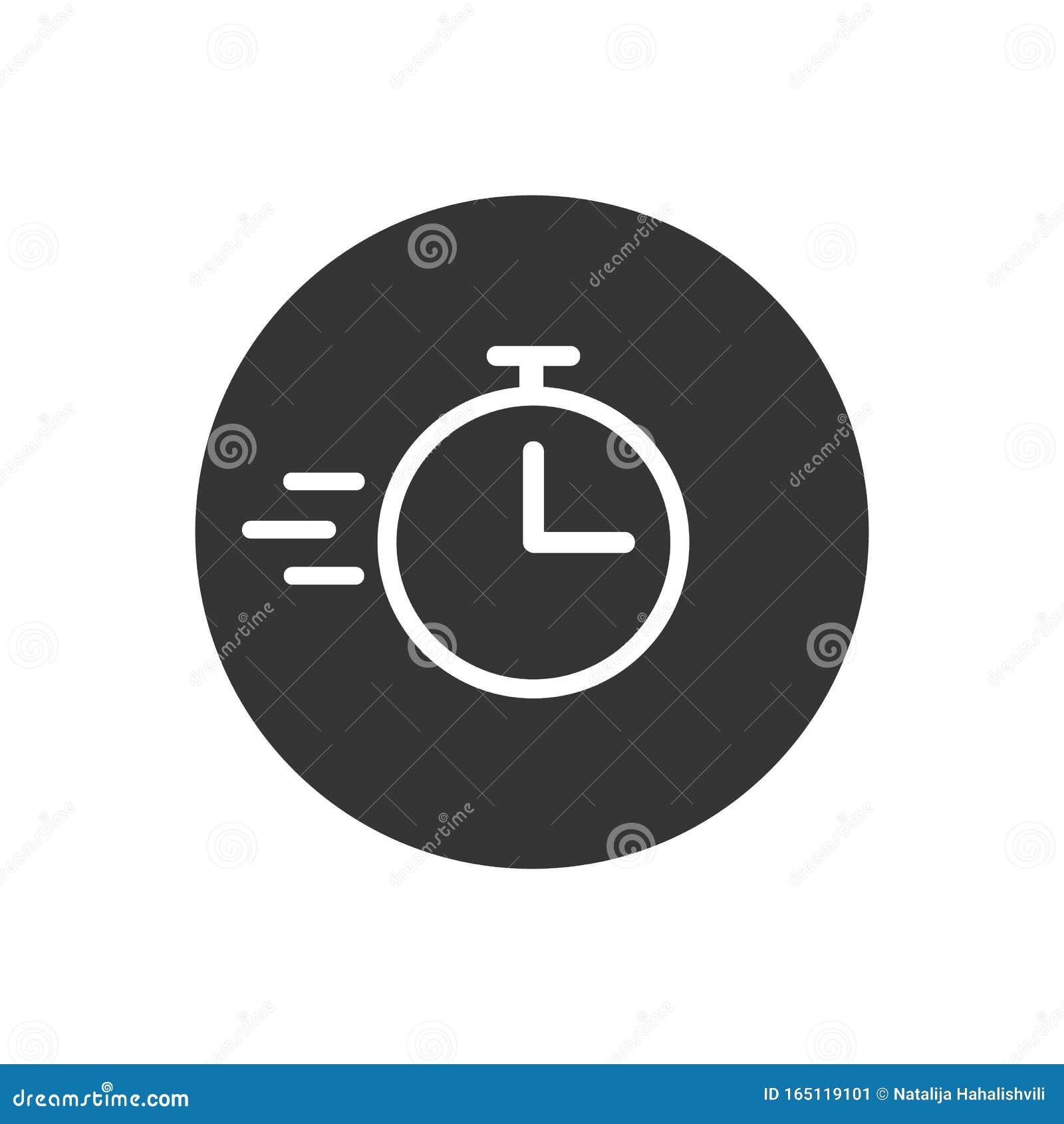 Clock or Time Flying White Icon Isolated on Gray Background. Timer Sign ...