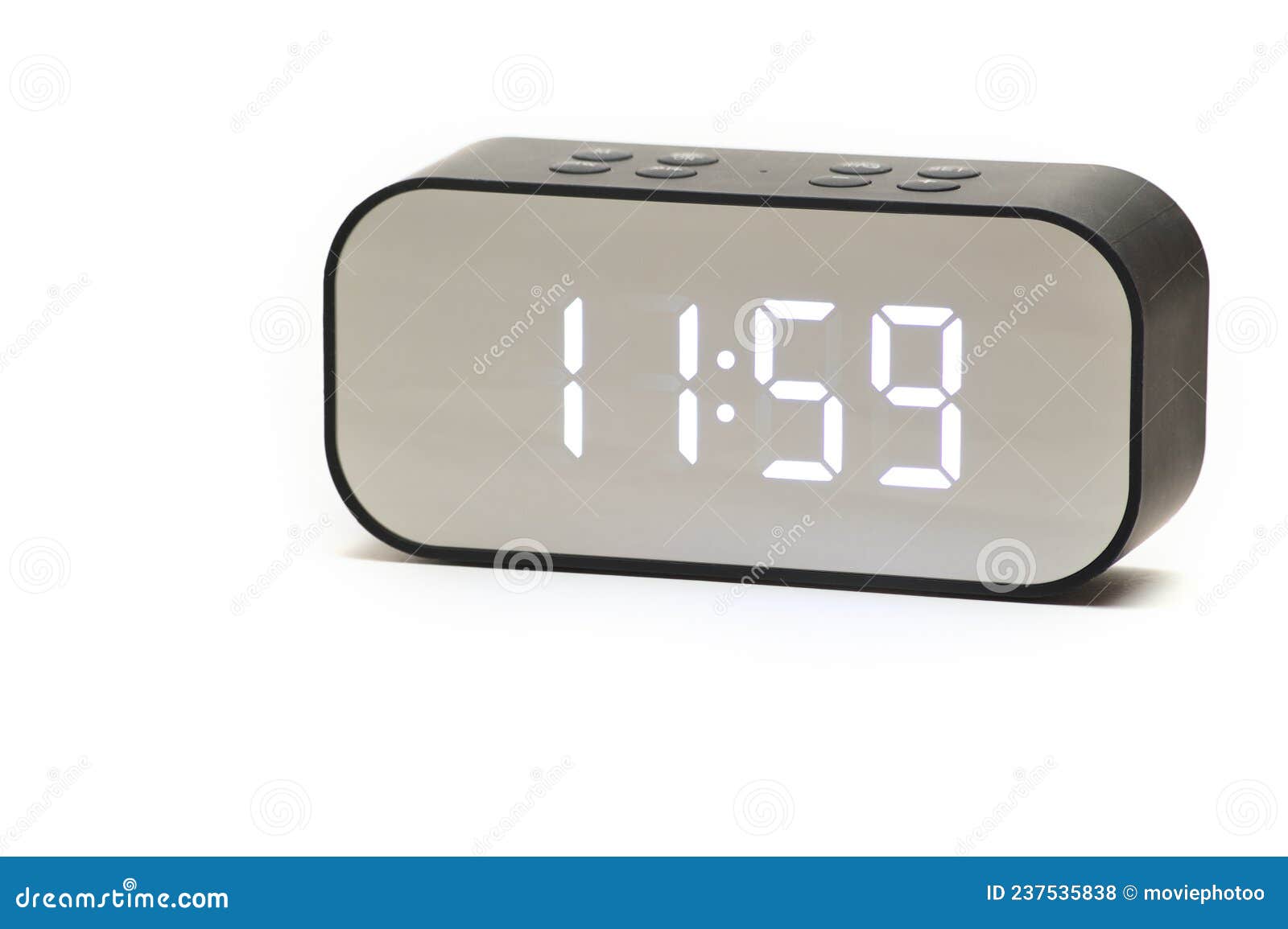Clock with a Time of 11 Hours 59 Minutes on a White Background Stock ...