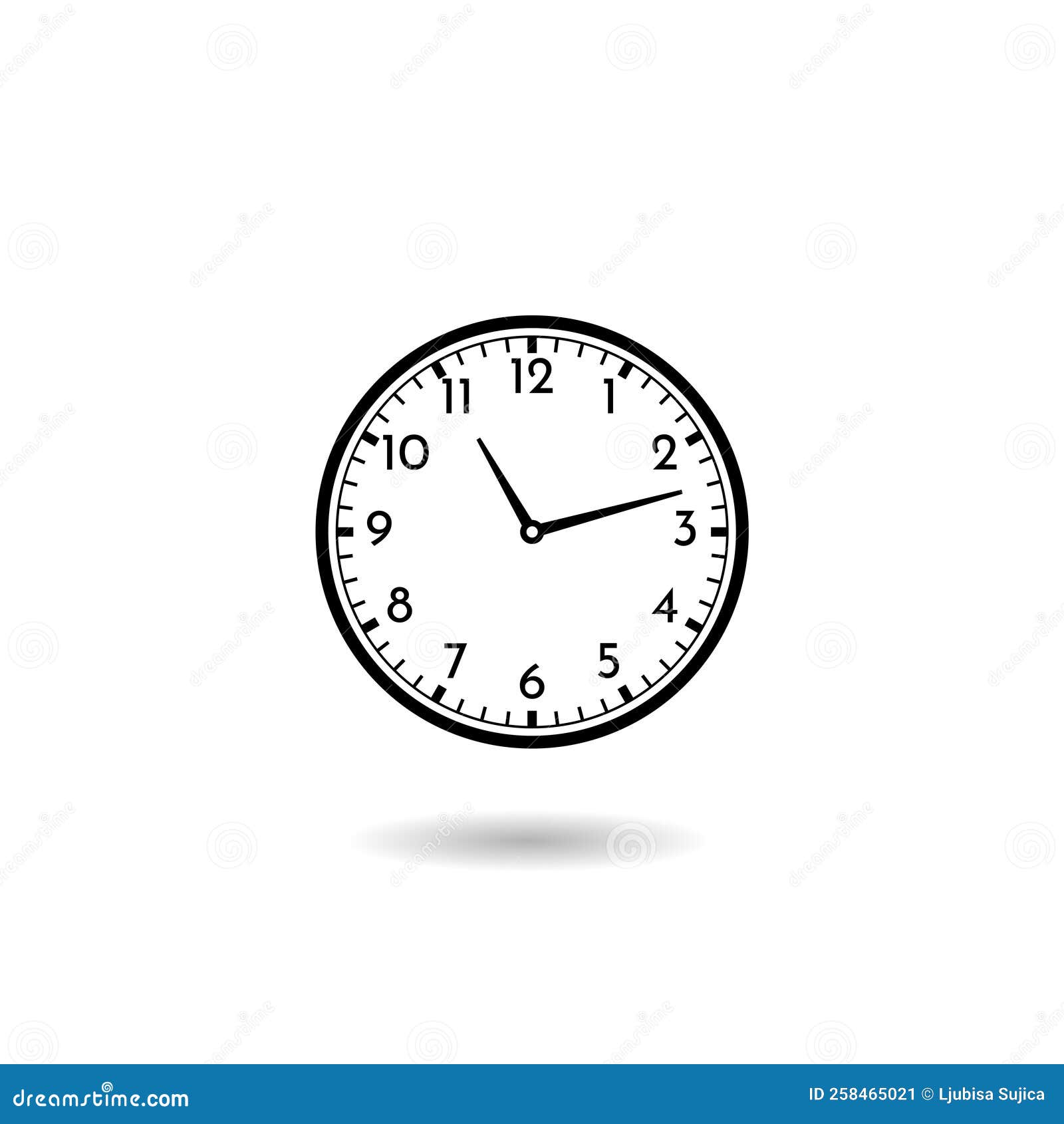 Clock Time Icon Logo with Shadow Stock Illustration - Illustration of ...