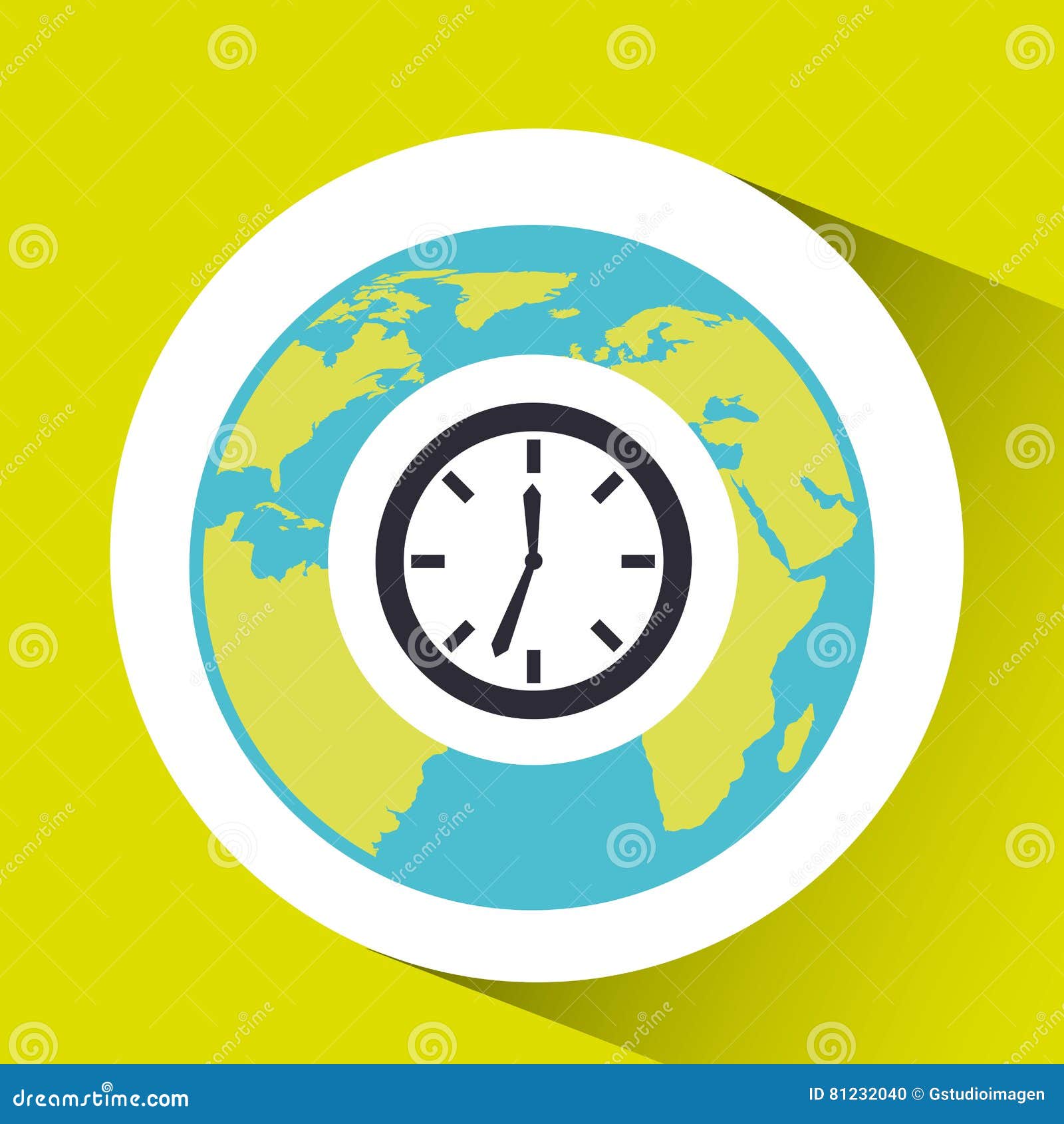 Clock Time Social Media World Map Stock Vector - Illustration of ...
