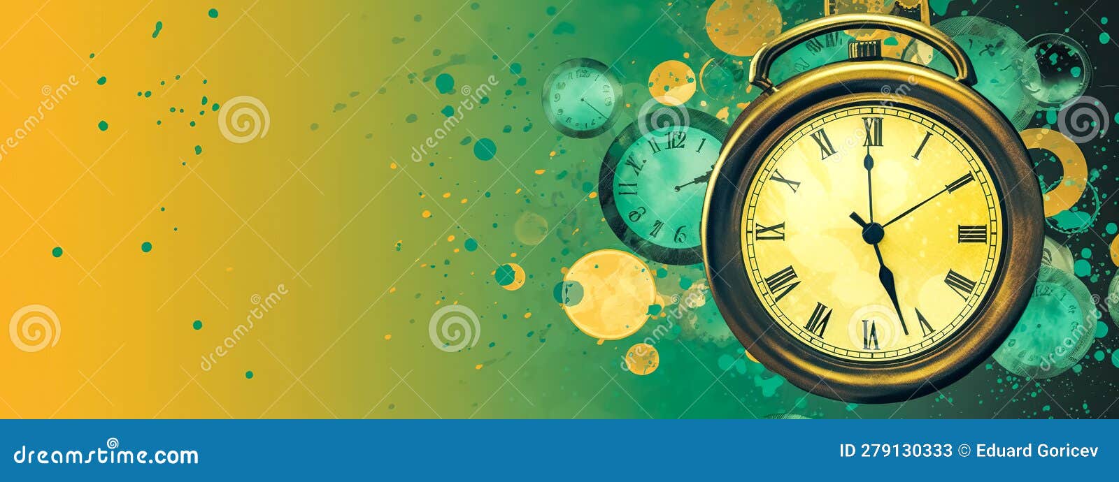 Clock, Time and Space, Banner with Copy Space, Made with Generative AI ...