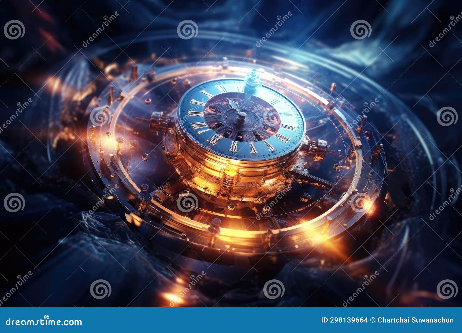 Clock in Time Space. Time Concept, Futuristic Abstract Background.by ...