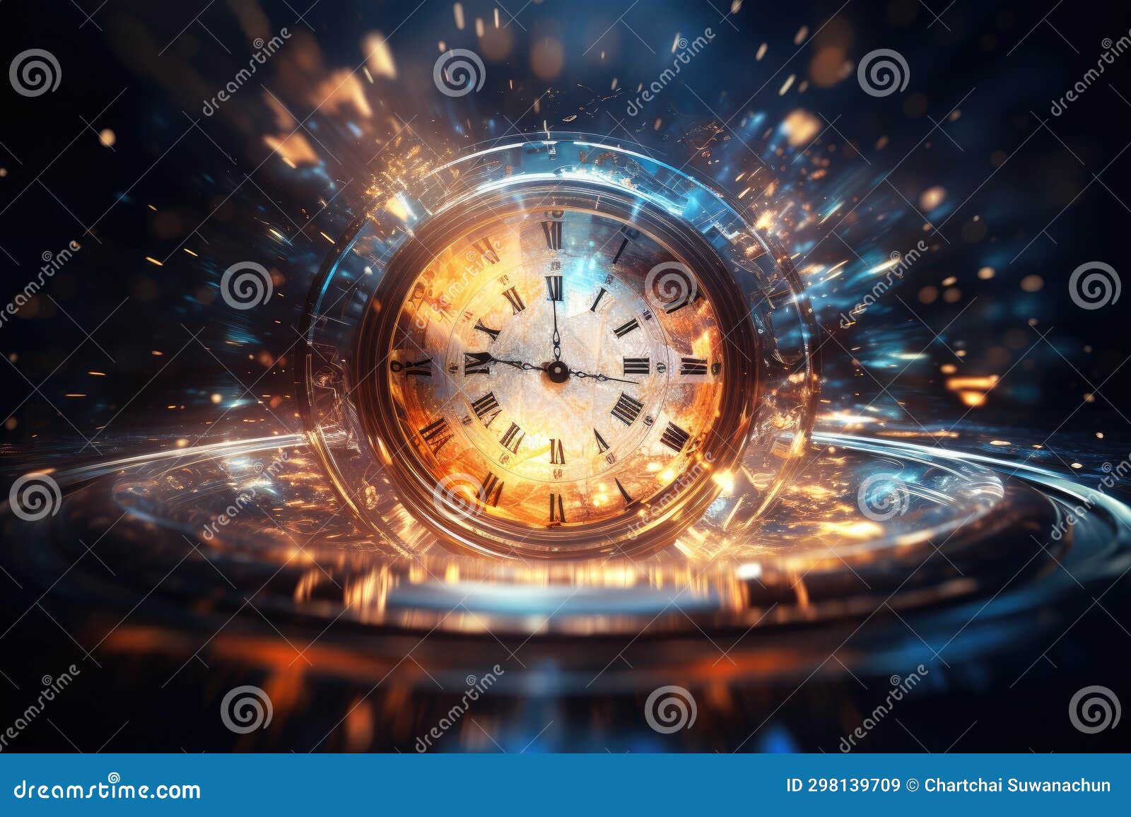 Clock in Time Space. Time Concept, Futuristic Abstract Background.by ...