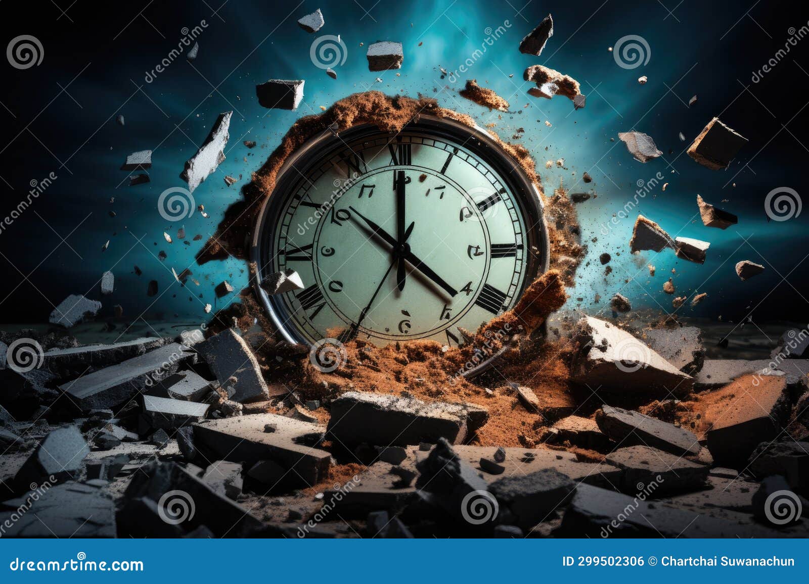 Clock in Time Space. Time Concept, Futuristic Abstract Background.by ...