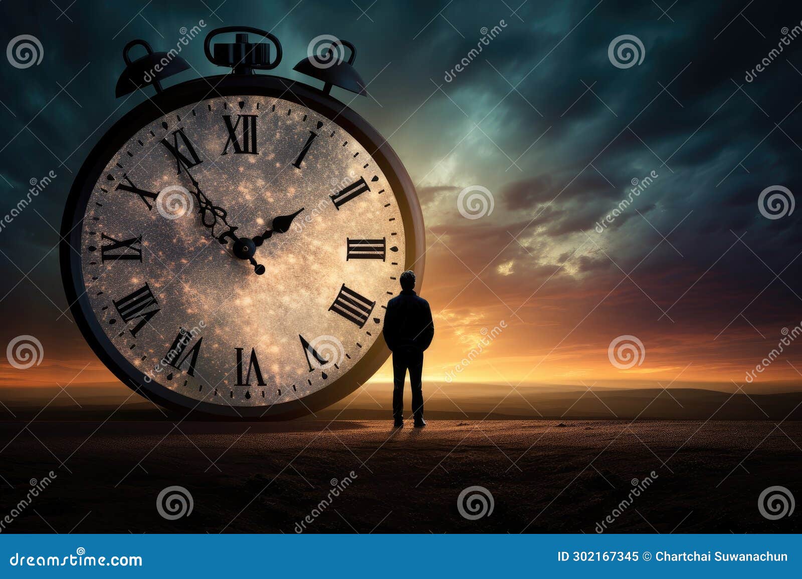 Clock in Time Space. Time Concept, Futuristic Abstract Background.by ...