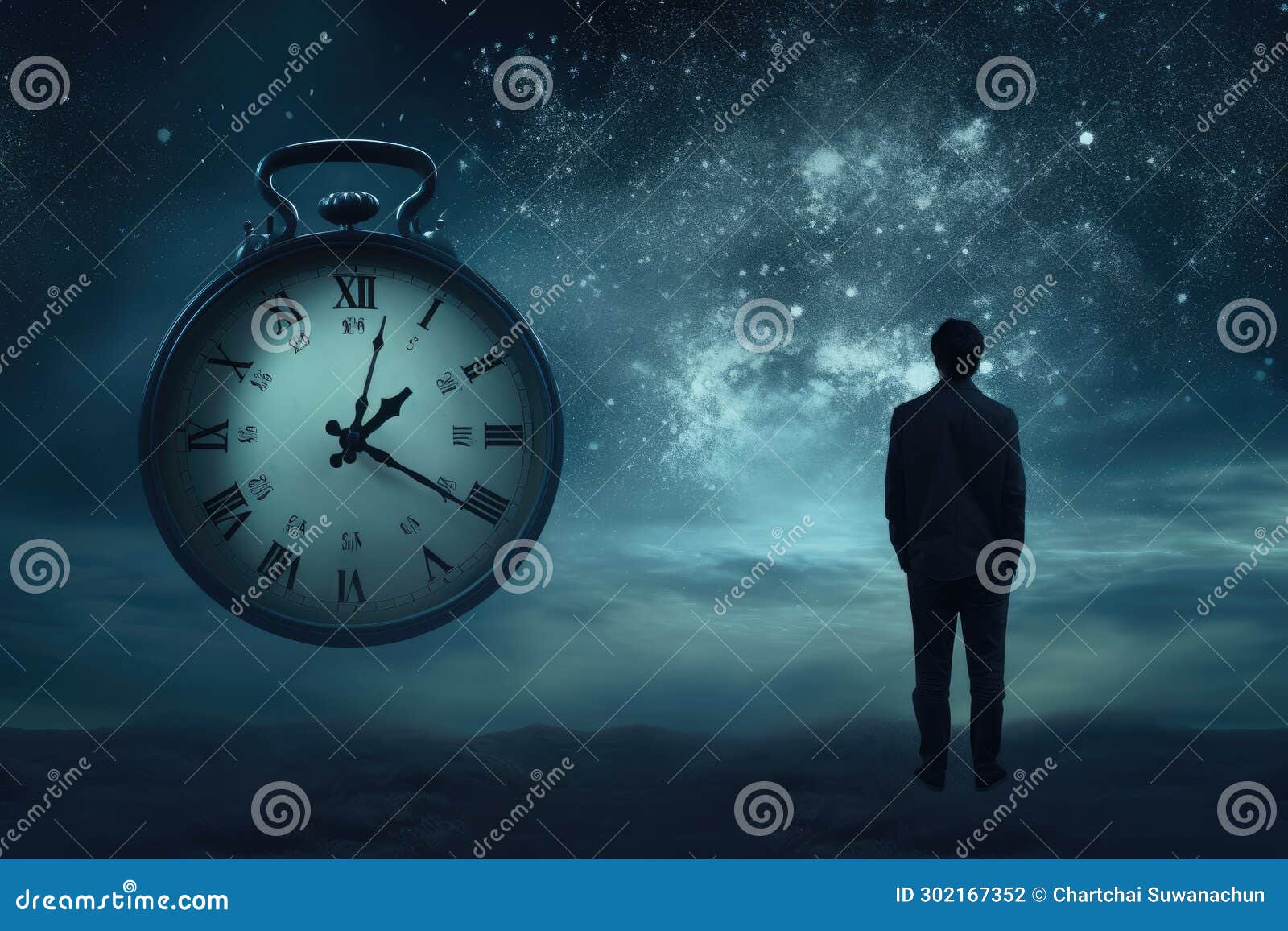 Clock in Time Space. Time Concept, Futuristic Abstract Background.by ...