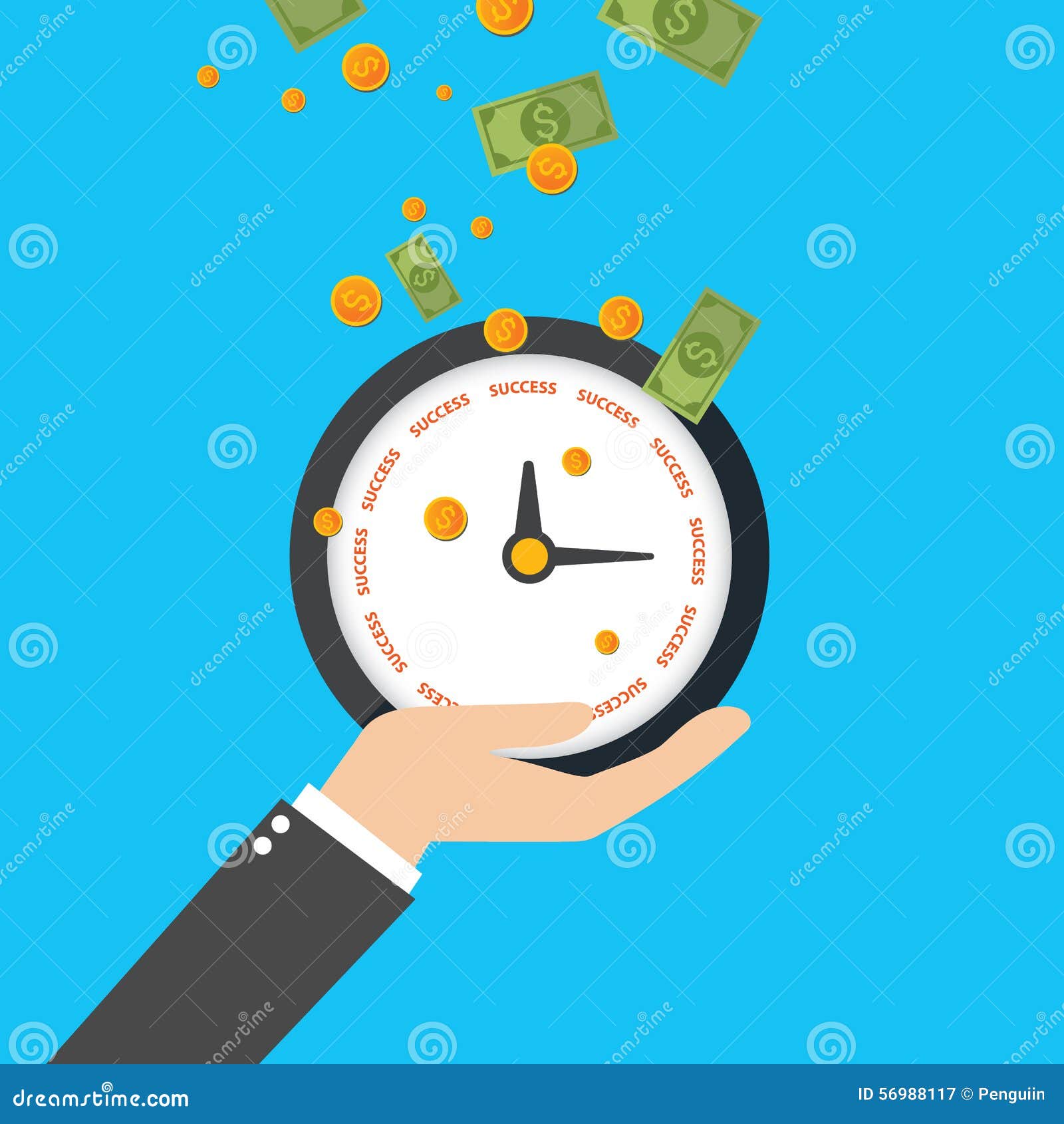 Clock with Time for Success on Its Face, Vector Stock Vector ...