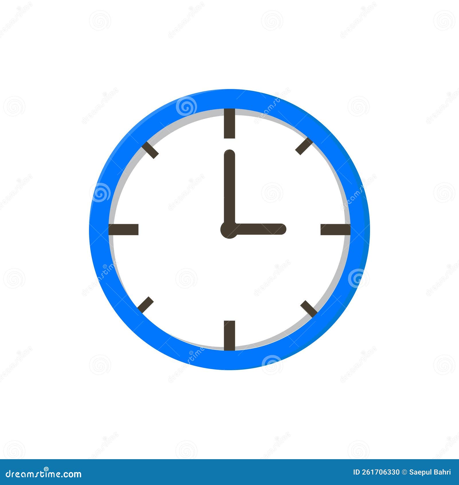 Clock or Time Vector.Blue Clock Illustration in Flat Style Stock Vector ...
